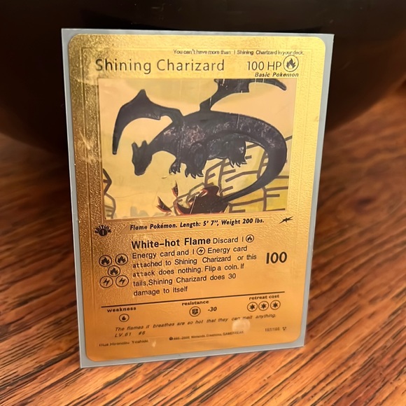 Pokemon | Art | Rare Gold Shining Charizard Pokmon Card | Poshmark